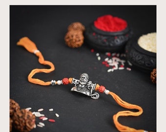Indian silver oxide rakhi Bracelet shivaji Maharaj rakhi or ganesha rakhi for Rakshabandhan