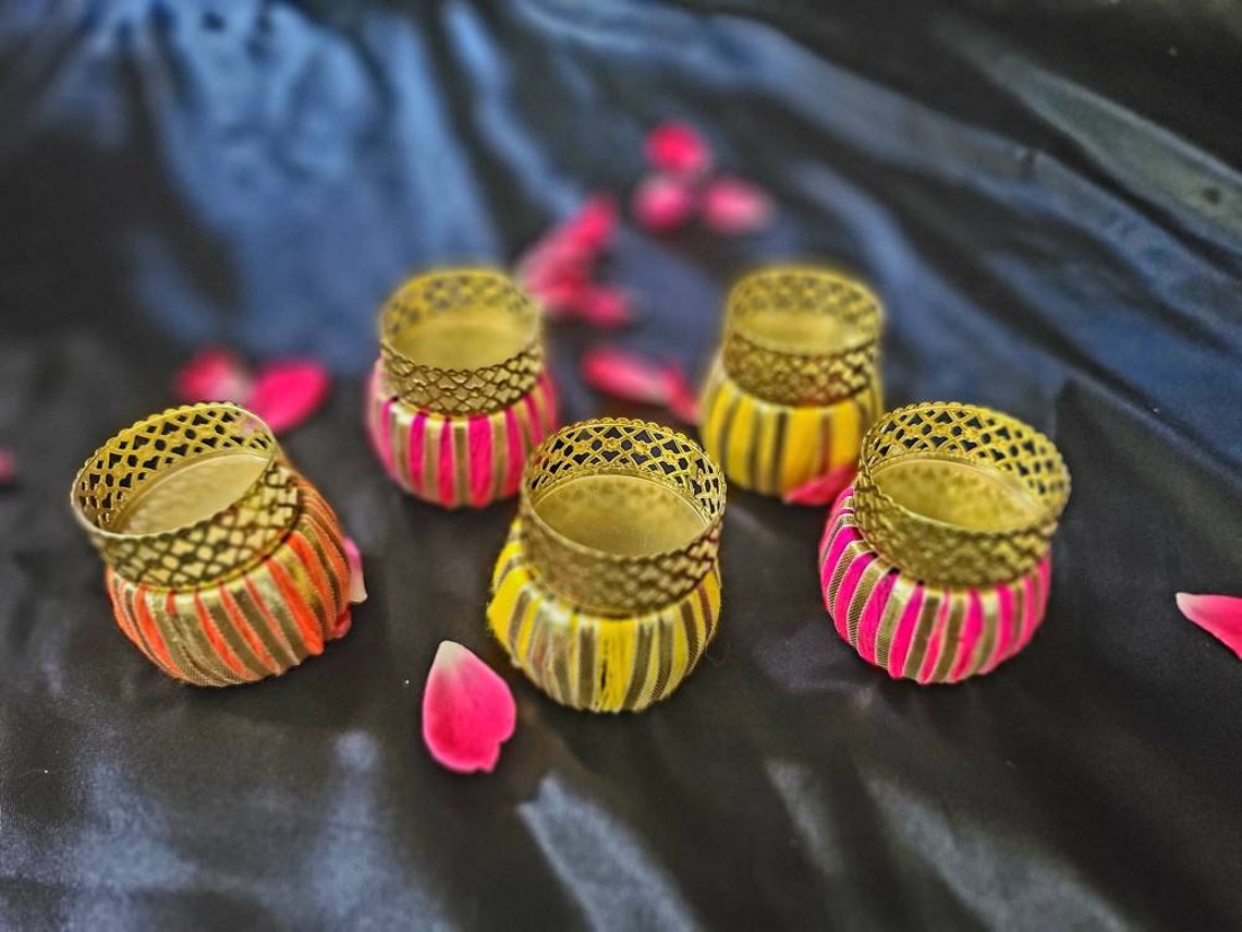 Set of 4 Diwali Damru / Matki Tea Light Candle Holders (random Colors ...