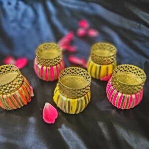 Set of 4 Diwali Damru / Matki Tea Light Candle Holders (random Colors ...