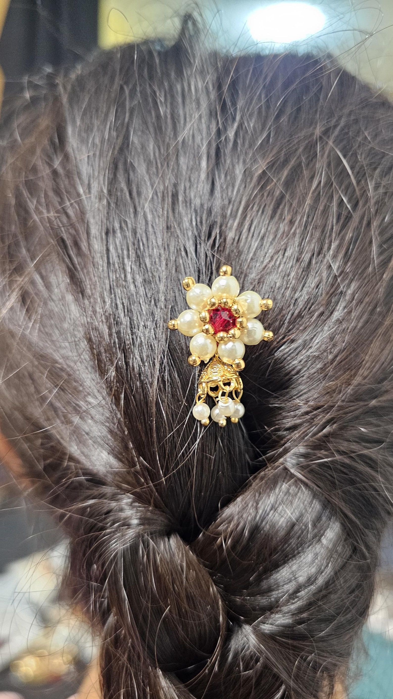 Hair Pin / Khopa/ Handmade Maharastrian Hair Pin With Pearls | Hair Bun ...