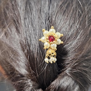 Hair Pin / Khopa/ Handmade Maharastrian Hair Pin With Pearls | Hair Bun ...