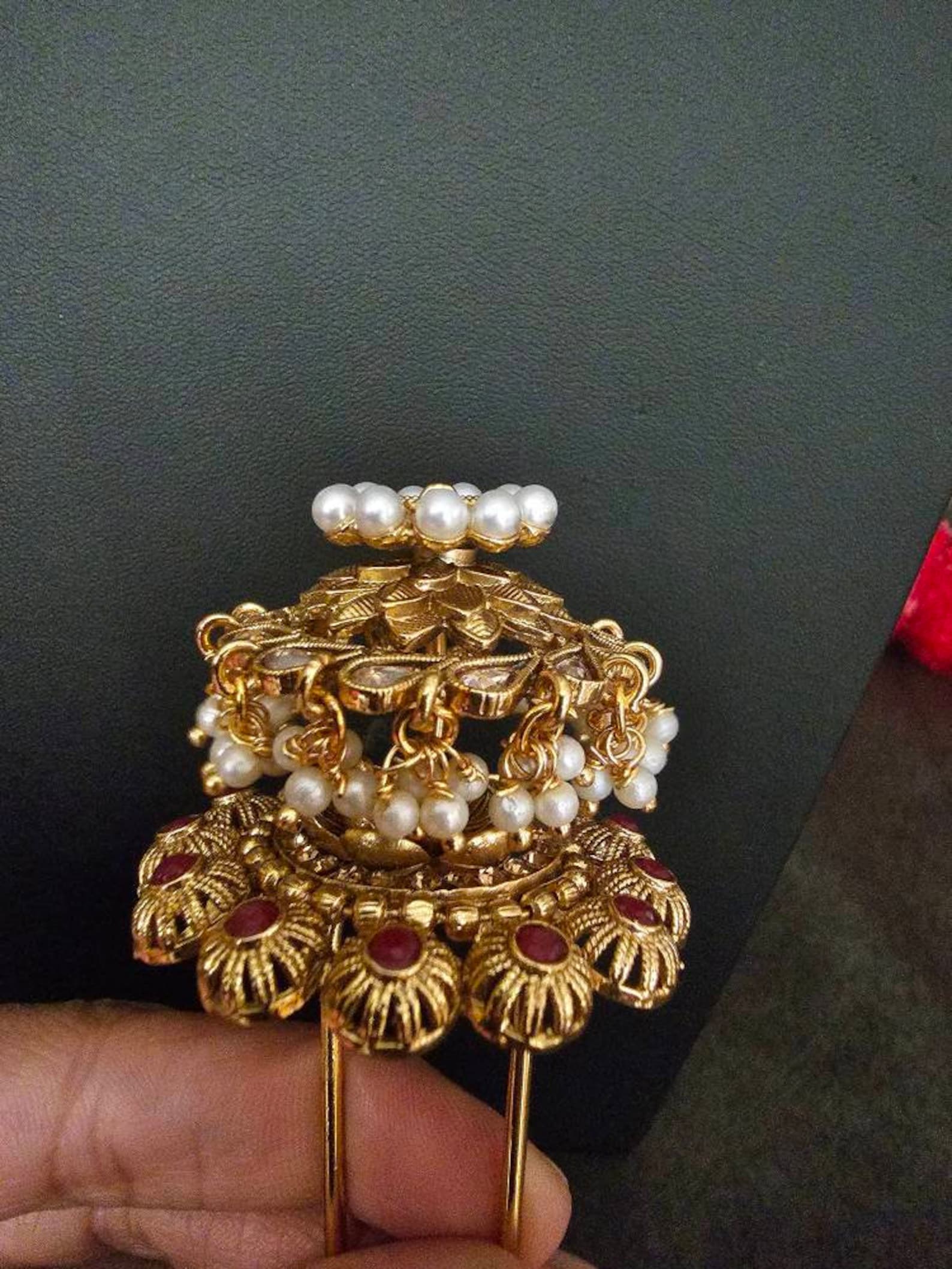 Hair Pin / Khopa/ Maharastrian Hair Pin With Pearls | Hair Bun Pin ...