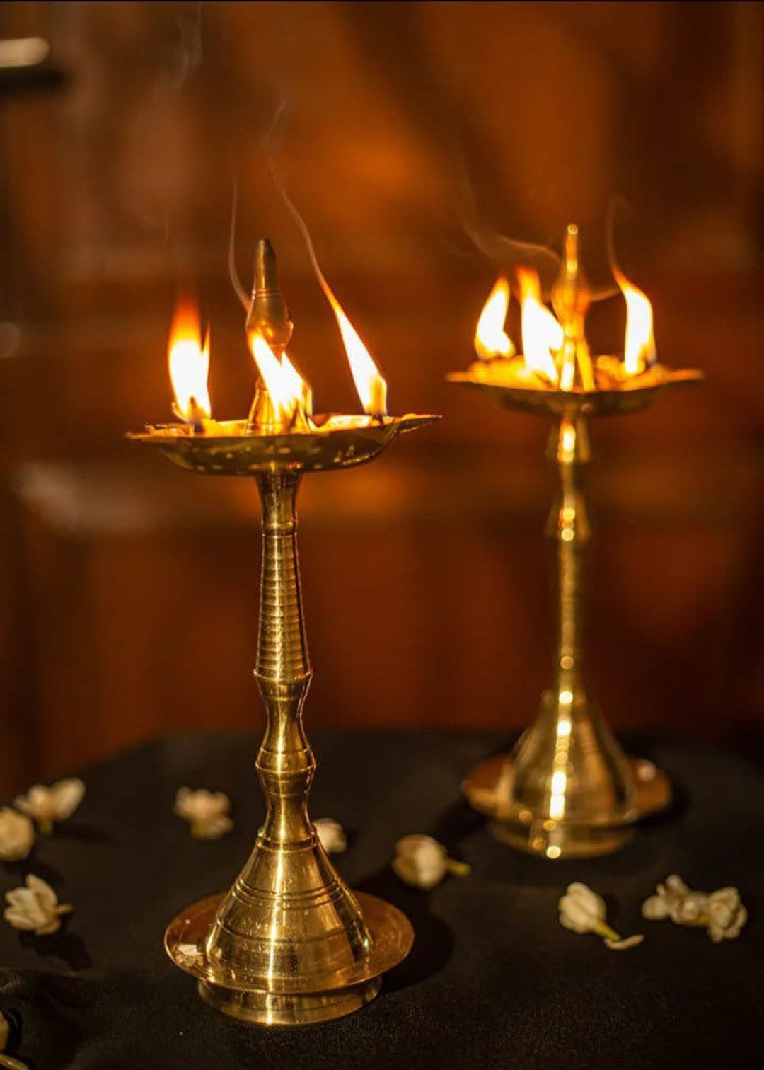 Kerala Deepam Lamp Stand - Set of 2 (10 Inch) - Traditional Oil Lamp ...