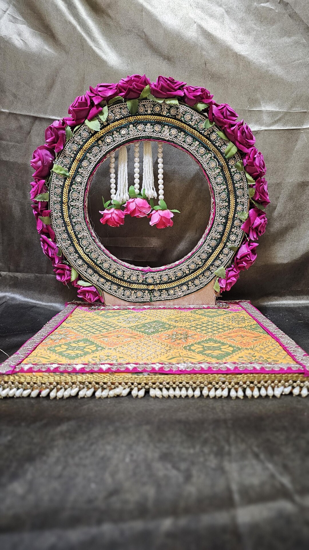 Handcrafted Wooden Singhasan for Ganesha and Laddu Gopal With Pearls ...