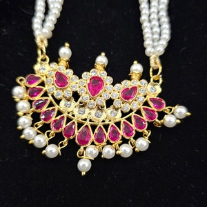 Exquisite Pearl Tanmani Necklace and Earring Set Handcrafted Bridal ...