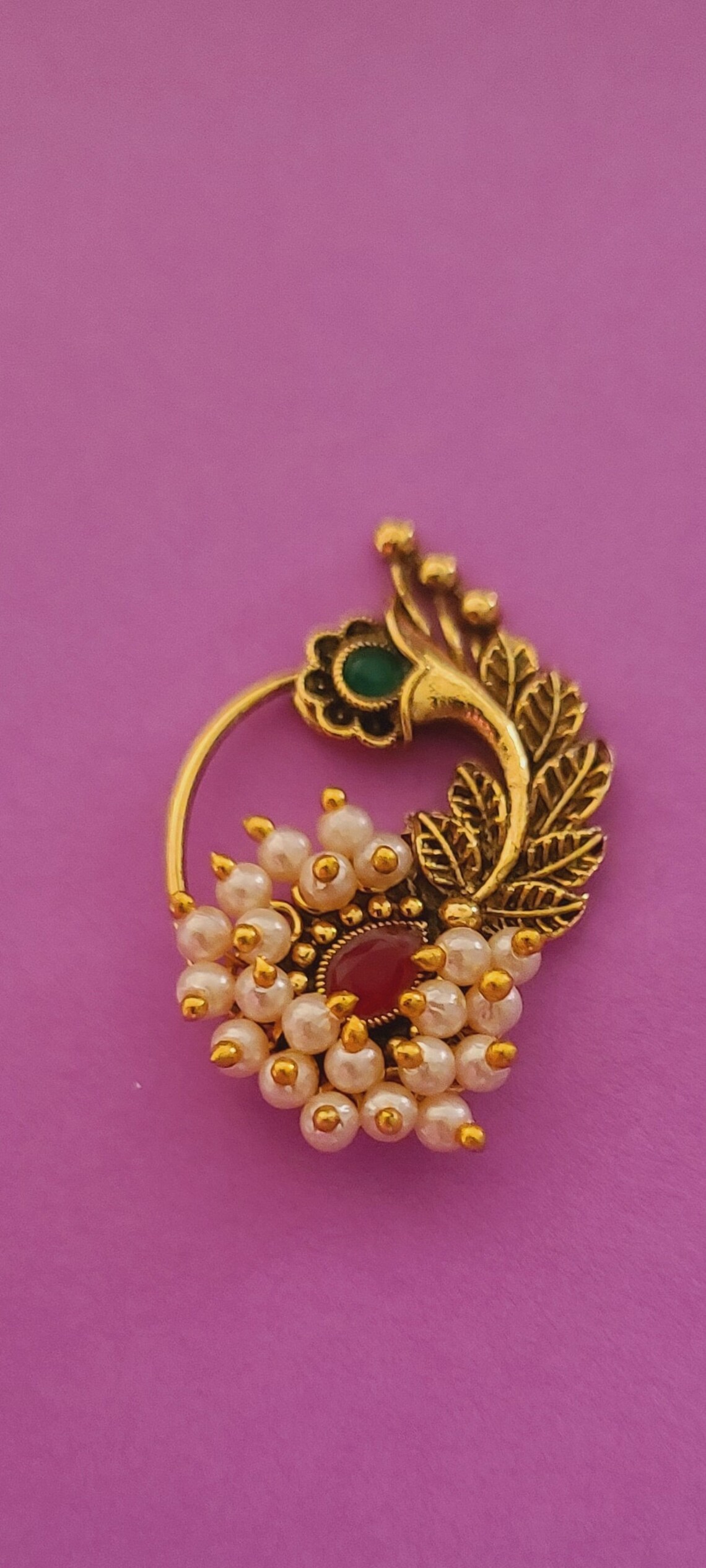 Pressed Nath/ Nose Ring /marathi Nose Ring /NON Piercing - Etsy