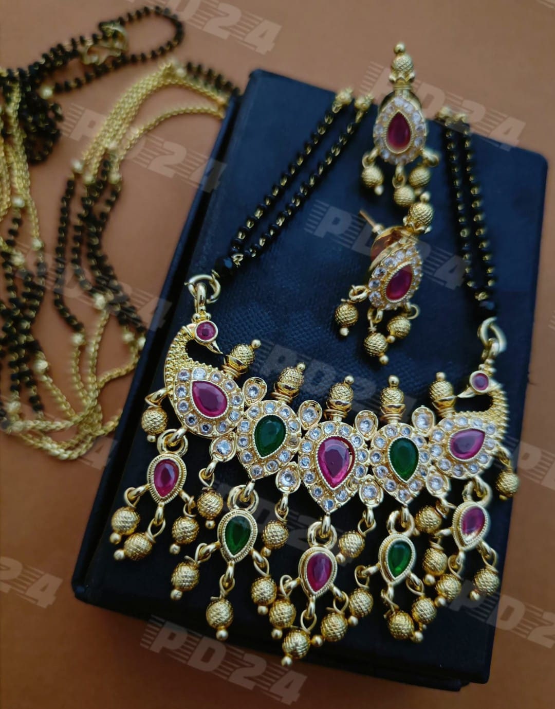 Manik Golden Chain Mangalsutra Micropolish Setting Stone Premium ...