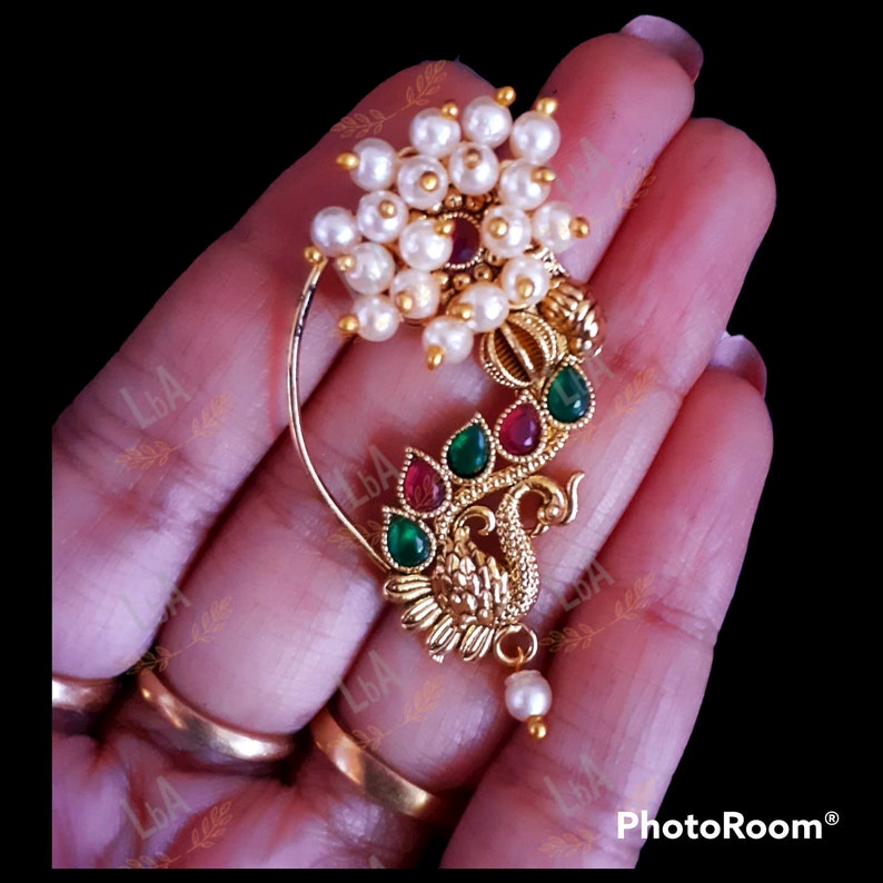 Pressed Nath/ Nose Ring /marathi Nose Ring /NON Piercing - Etsy