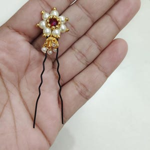 Hair Pin / Khopa/ Handmade Maharastrian Hair Pin With Pearls | Hair Bun ...