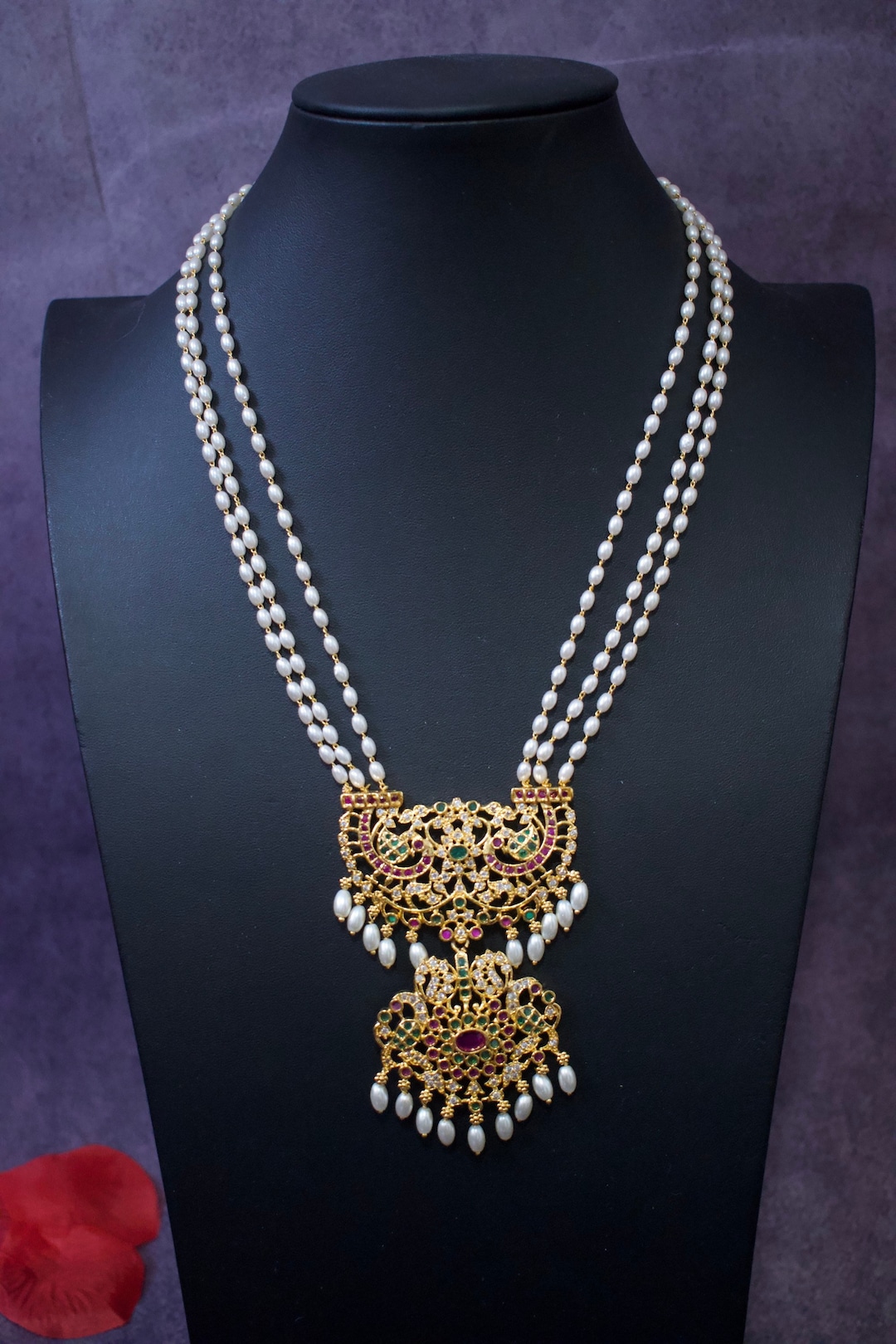 Long Rani Haram Set With White Beads - Timeless Elegance in Necklace - Etsy