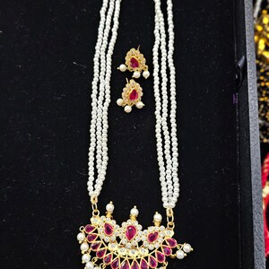 Exquisite Pearl Tanmani Necklace and Earring Set Handcrafted Bridal ...