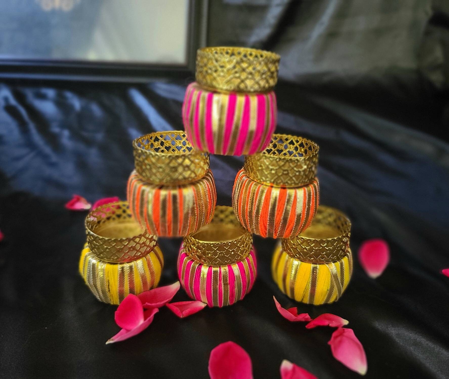 Set of 4 Diwali Damru / Matki Tea Light Candle Holders (random Colors ...