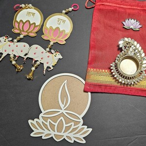 Diwali Gift Box With Tealight Candle Holders, Shubh Labh & Rangoli MDF ...