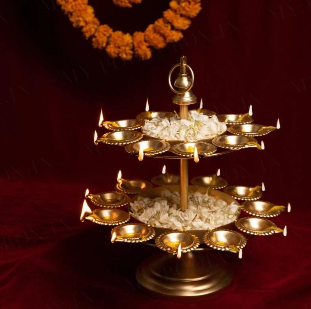Standing 2-layer Diya Urli Candle Holder - Golden Tealight and Floating Candle Bowl - Etsy