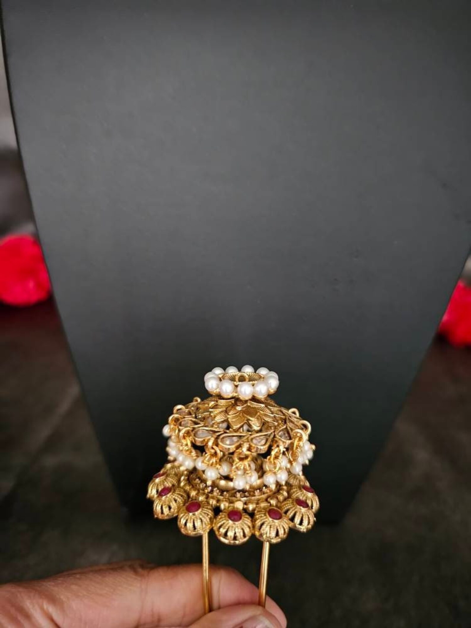 Hair Pin / Khopa/ Maharastrian Hair Pin With Pearls | Hair Bun Pin ...