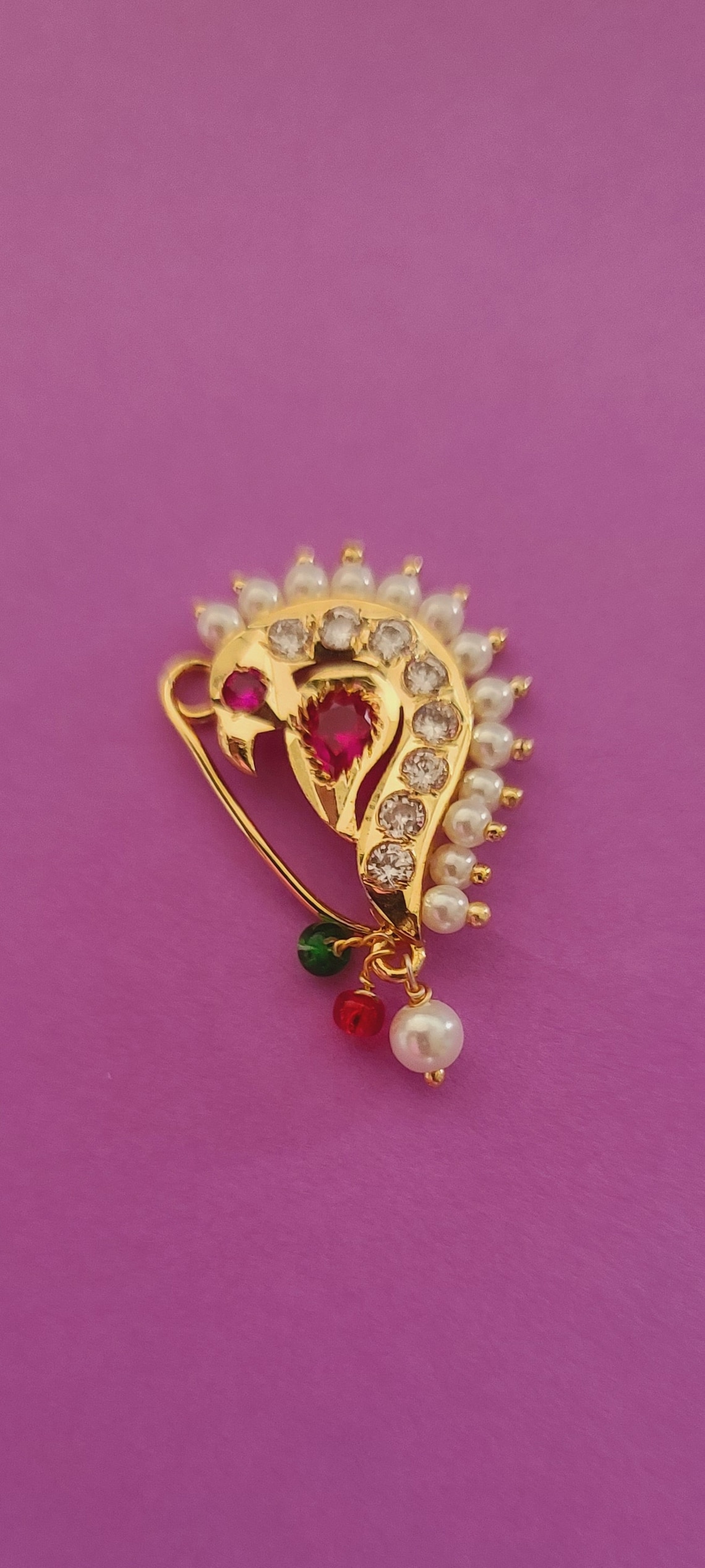 Pressed Nath/ Nose Ring /marathi Nose Ring /NON Piercing - Etsy