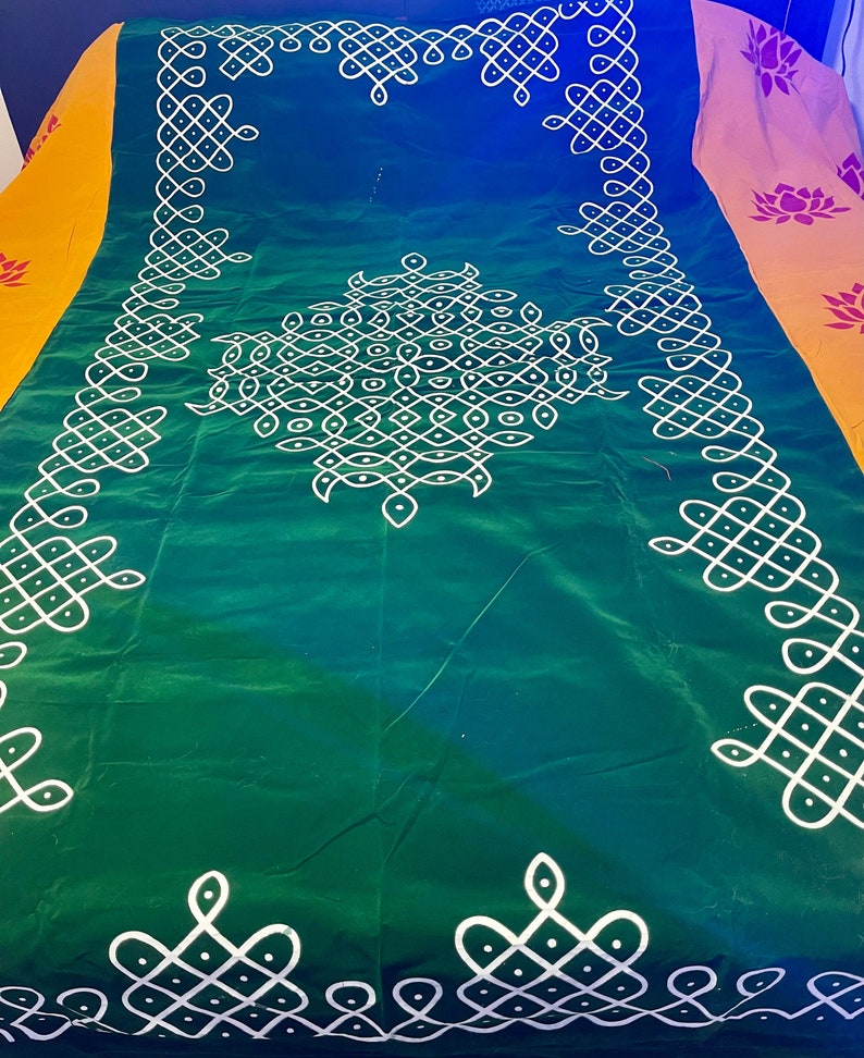 Hand Painted Velvet Cloth Kolam Backdrop / Muggu Backdrop / Festive ...