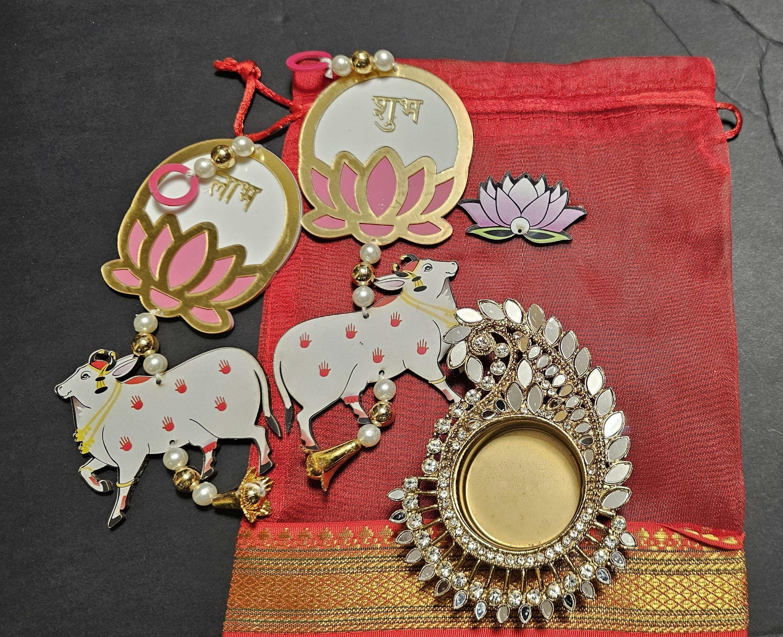 Diwali Gift Box With Tealight Candle Holders, Shubh Labh & Rangoli MDF ...
