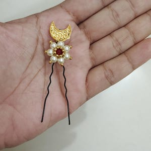 Hair Pin / Khopa/ Handmade Maharastrian Hair Pin With Pearls | Hair Bun ...