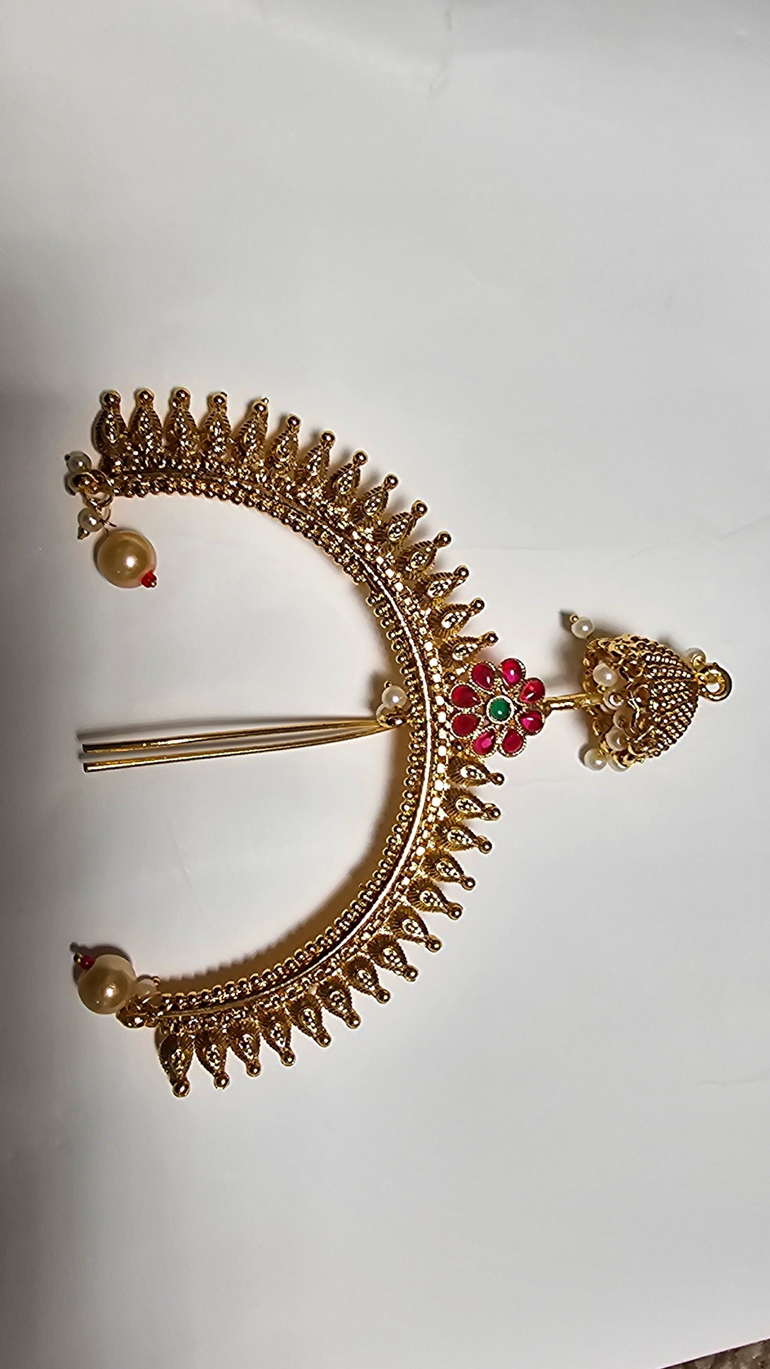 Hair Pin / Khopa/ Maharastrian Hair Pin With Pearls | Hair Bun Pin ...