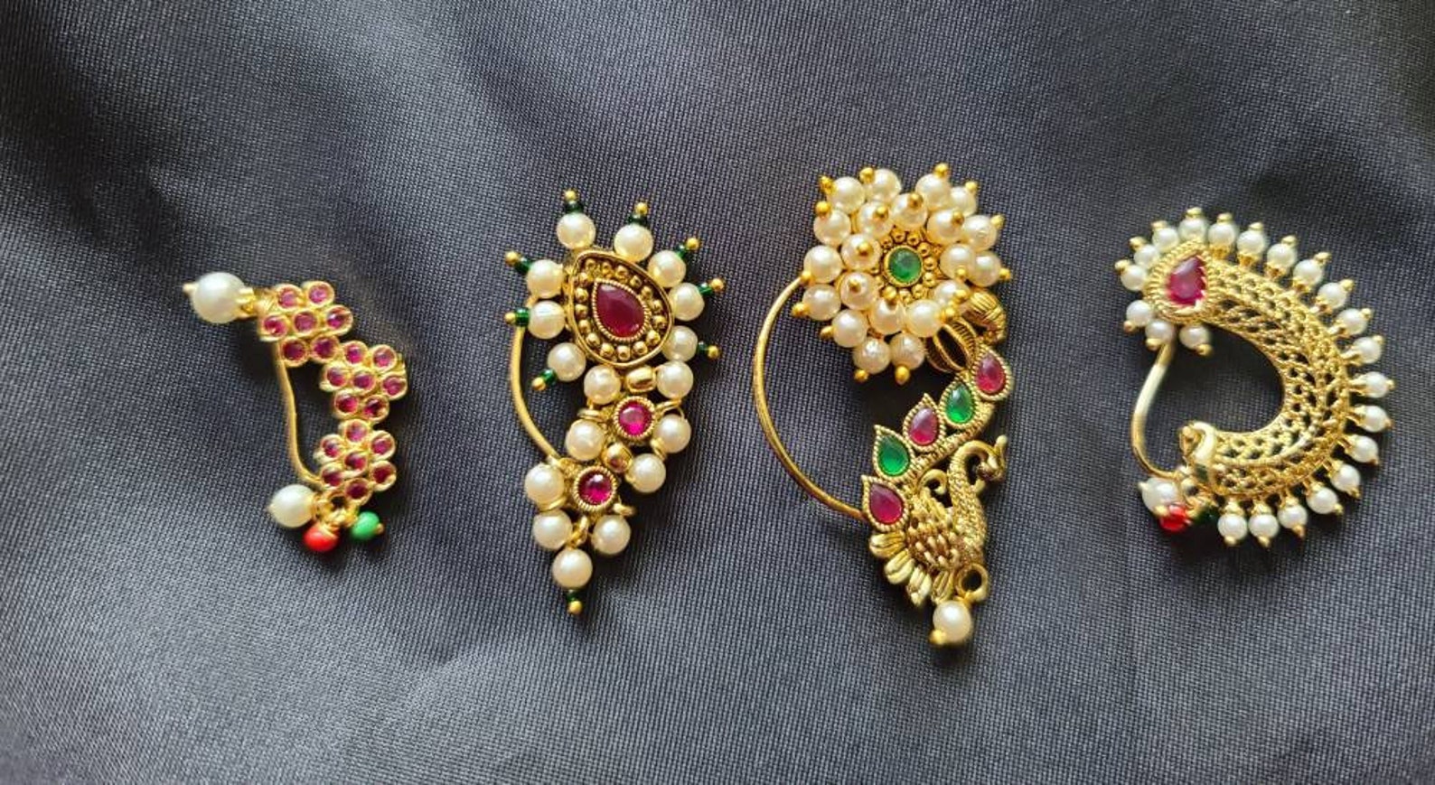 Pressed Nath/ Nose Ring /marathi Nose Ring /NON Piercing - Etsy