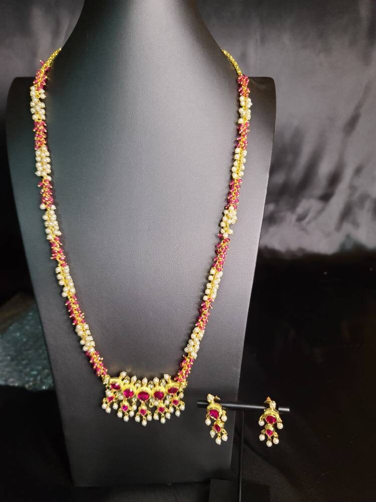 Elegant Maharashtrian Pearl and Bormal Necklace Tanmani Combo - Etsy