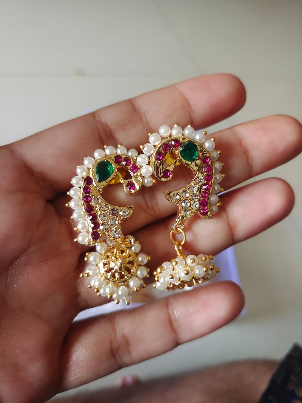 Indian Pearl Danglers/ Jhumka Earring / Moti Jewelry/small Danglers ...