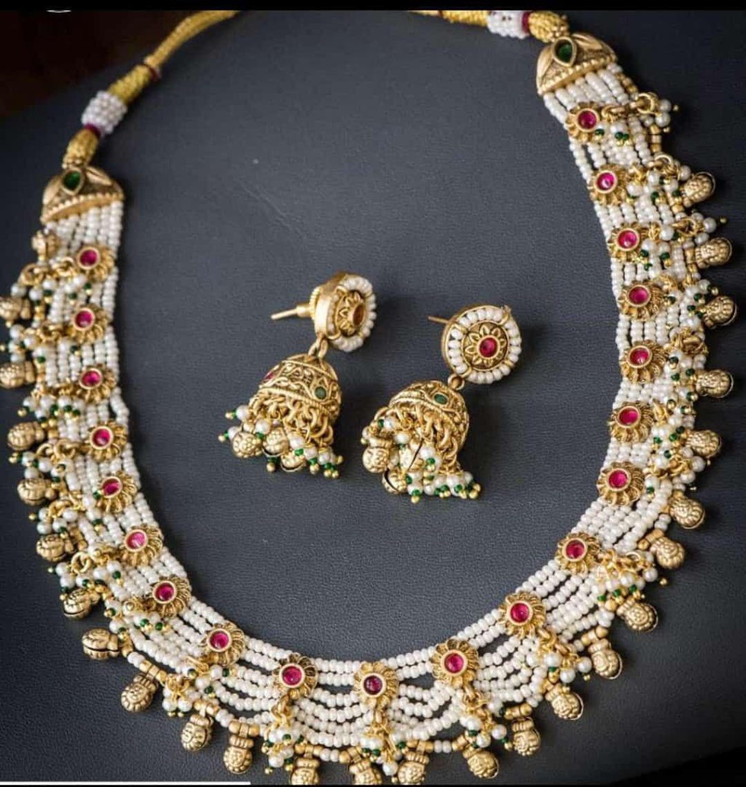 Indian Traditional Pearl and Guttapusala Necklace - South Indian Temple ...