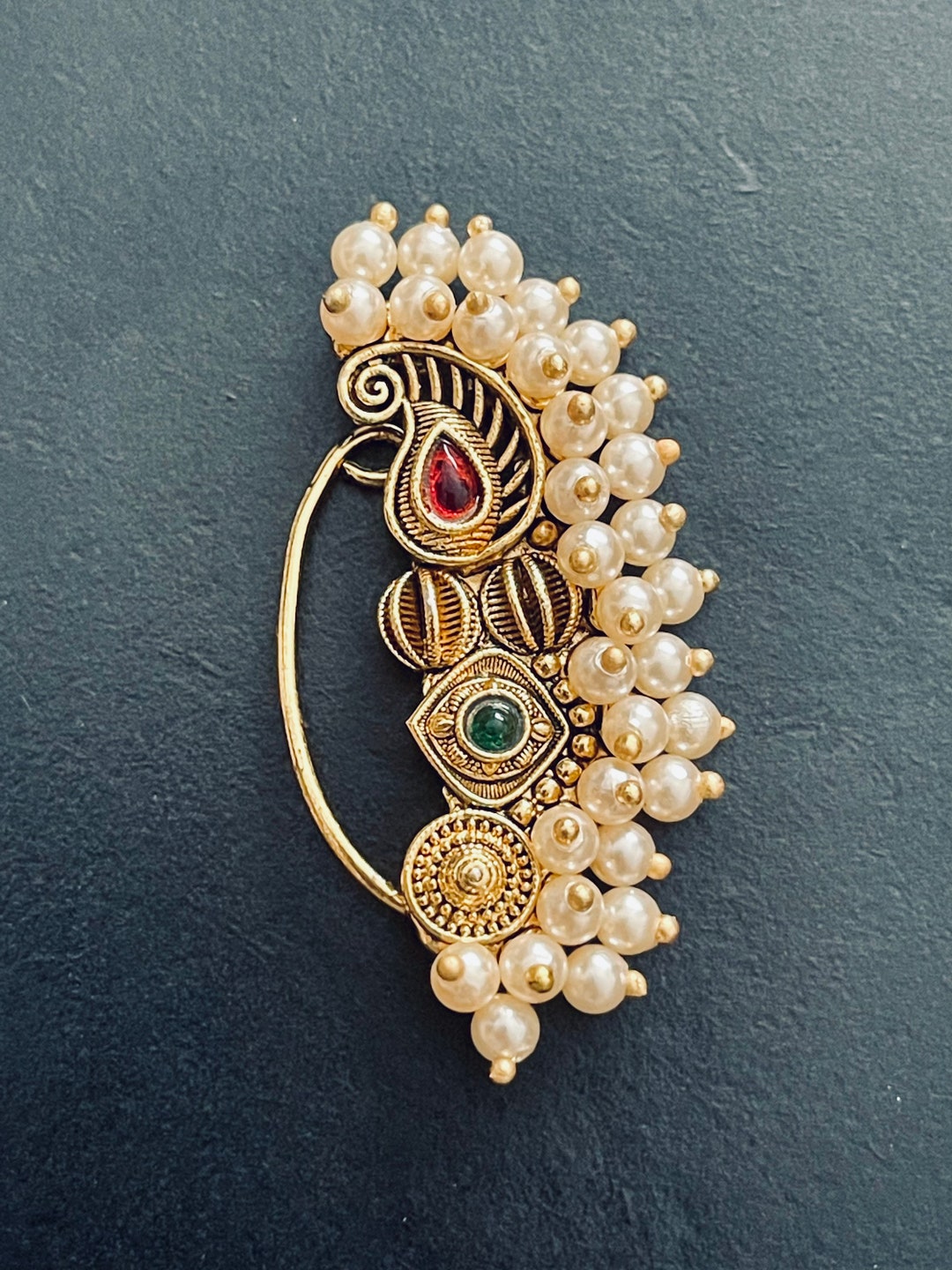 Pressed Nath/ Nose Ring /marathi Nose Ring /NON Piercing Indian Nose ...