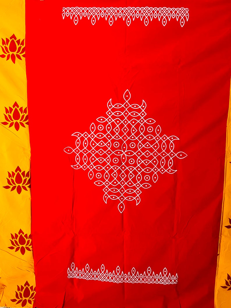 Hand Painted Velvet Cloth Kolam Backdrop / Muggu Backdrop / Festive ...