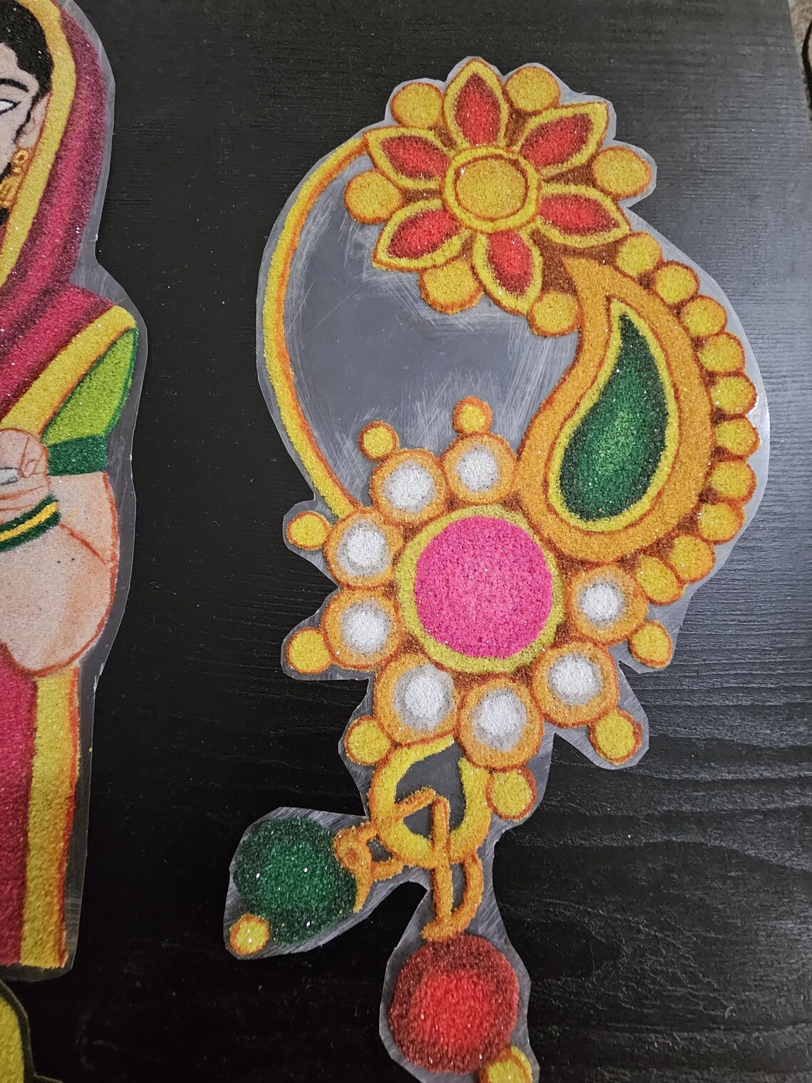 Handmade Rangoli - Haldi Kunku With Lady and Nath -decoration and Home ...