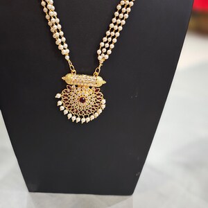 Exquisite Pearl Tanmani Necklace and Earring Set Handcrafted Bridal ...