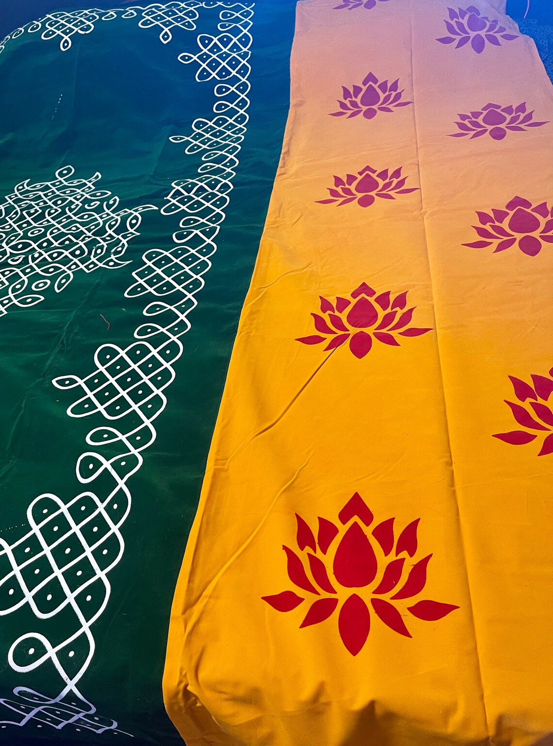 Hand Painted Velvet Cloth Kolam Backdrop / Muggu Backdrop / Festive ...