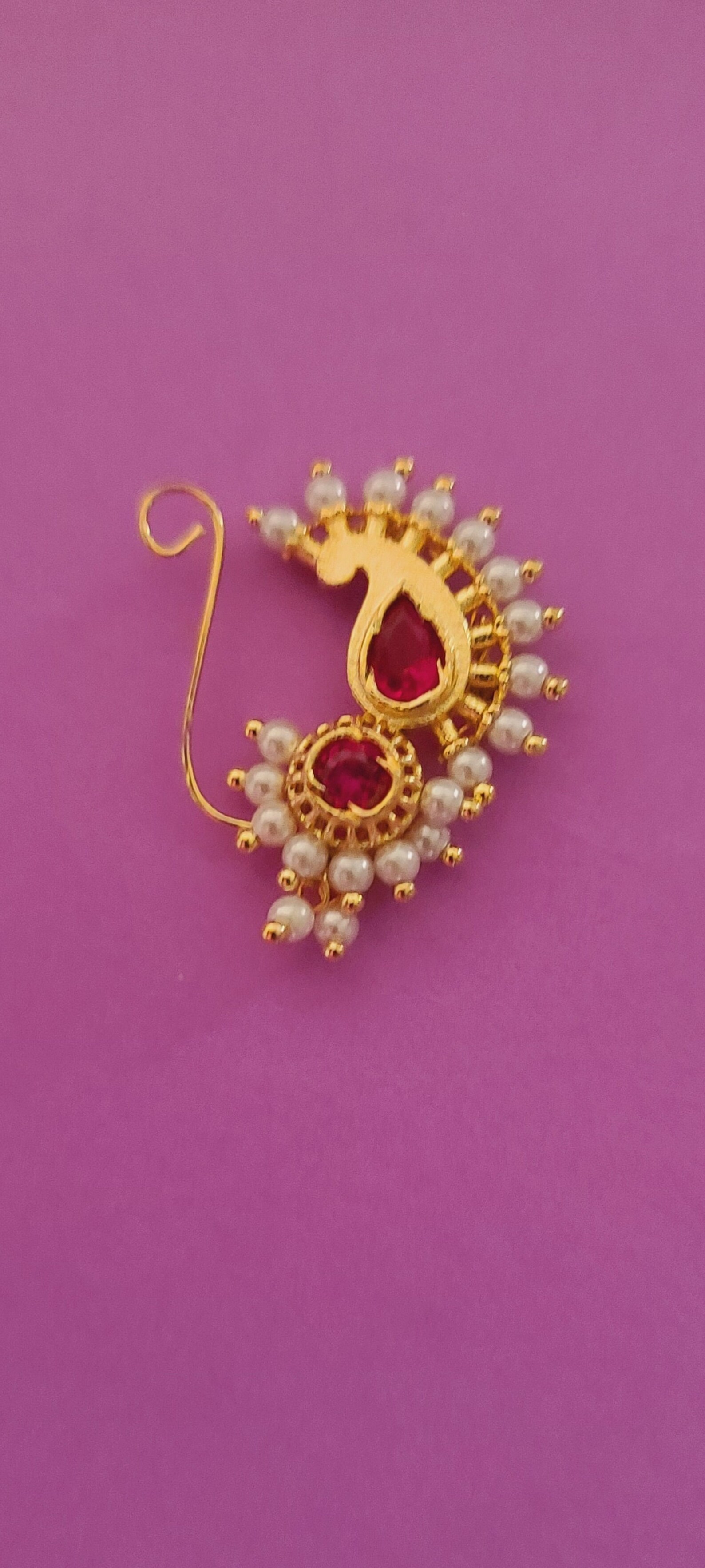 Pressed Nath/ Nose Ring /marathi Nose Ring /NON Piercing Indian Nose ...