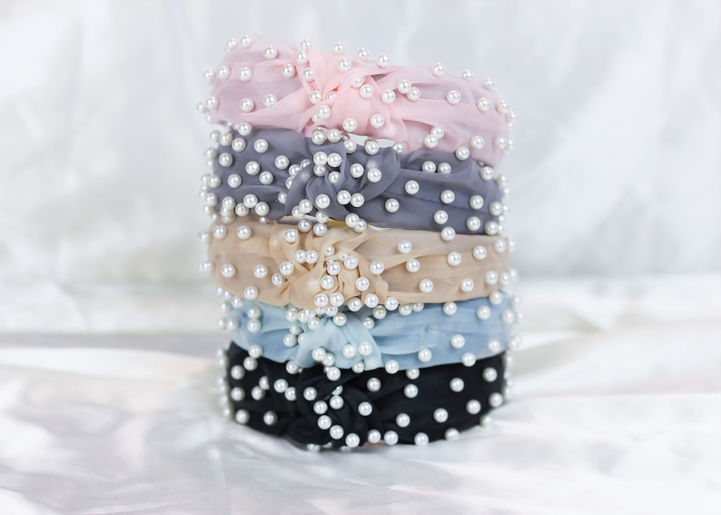 Knotted Headband With Simulated Pearls: Elegant Women's Hair Accessory ...