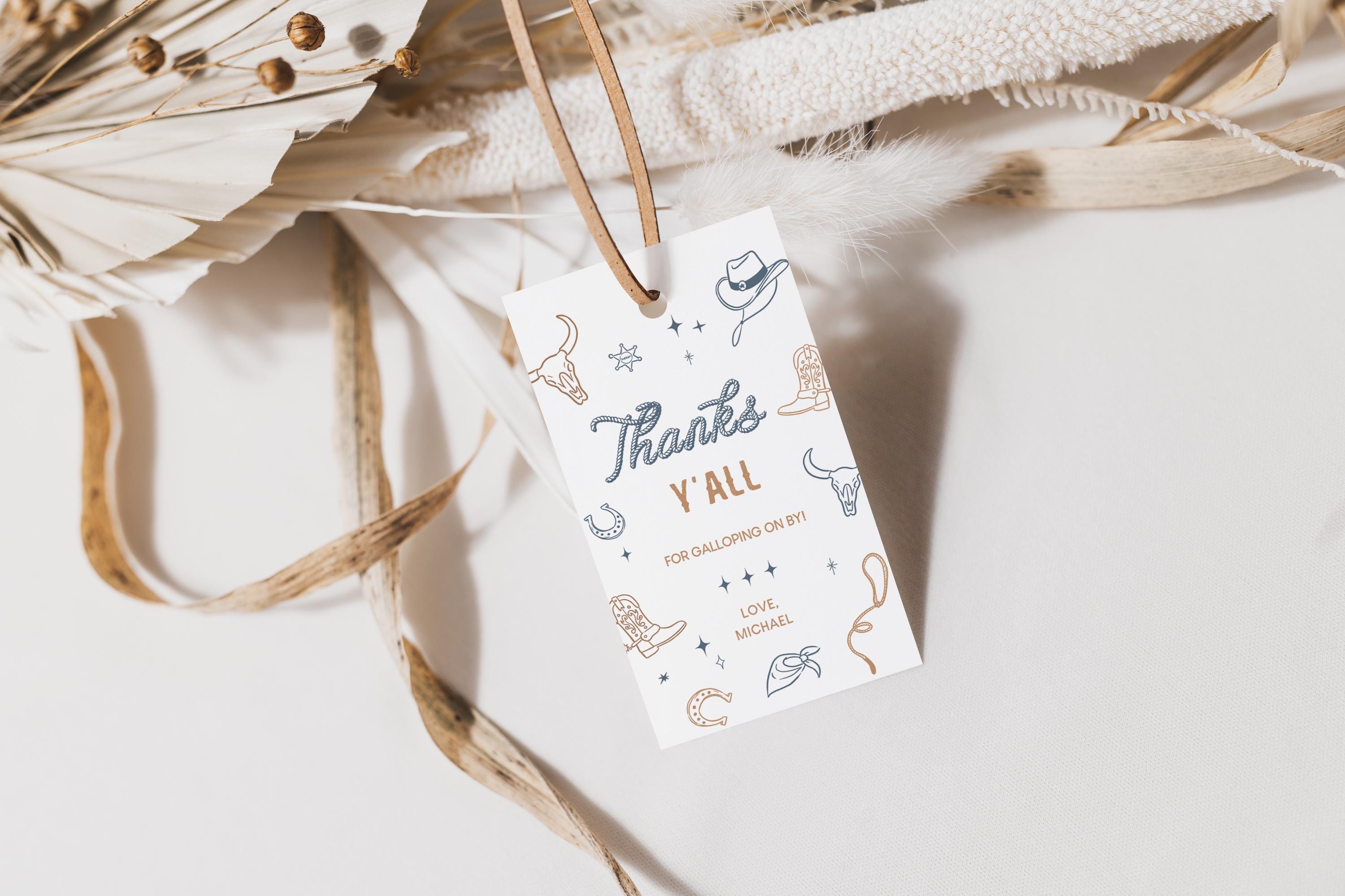 First Rodeo Thank You Tag: Western Cowboy Birthday (editable Digital ...