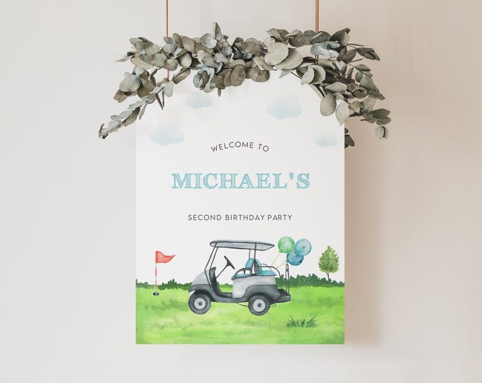 Editable Golf Birthday Welcome Sign: Par-tee Party Poster (digital ...