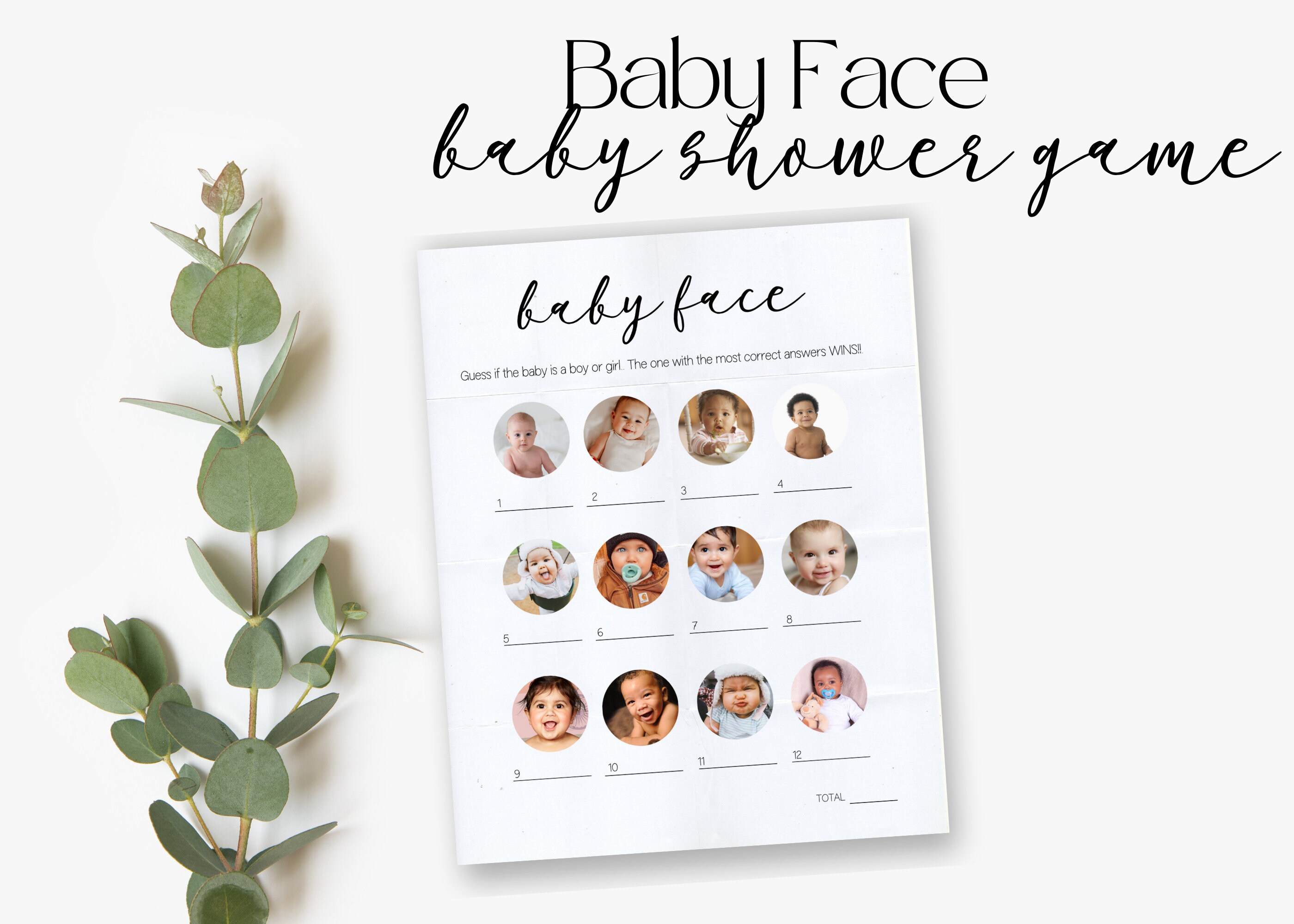 KLEO Baby Face Game, Baby Shower Game, Modern Minimalist Game, Printable Simple Activity, Baby ...