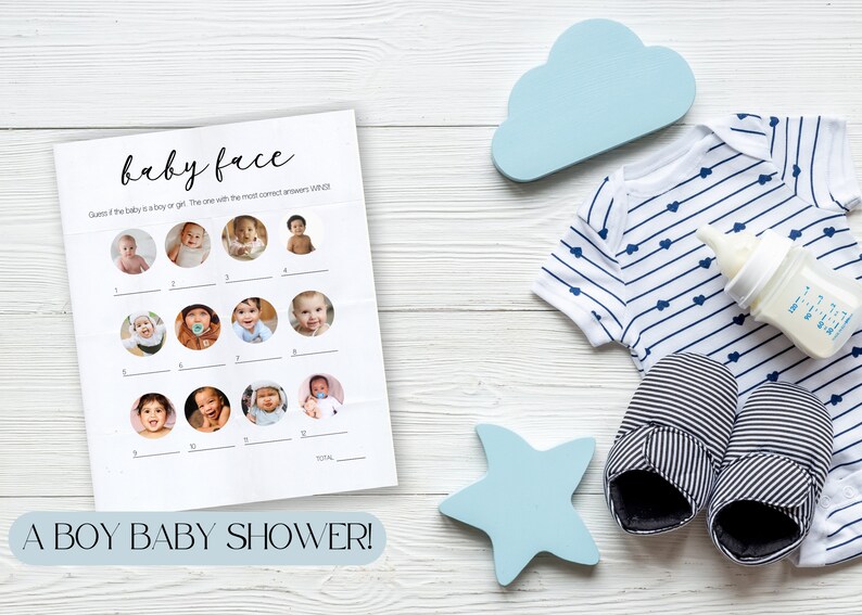 KLEO Baby Face Game, Baby Shower Game, Modern Minimalist Game ...