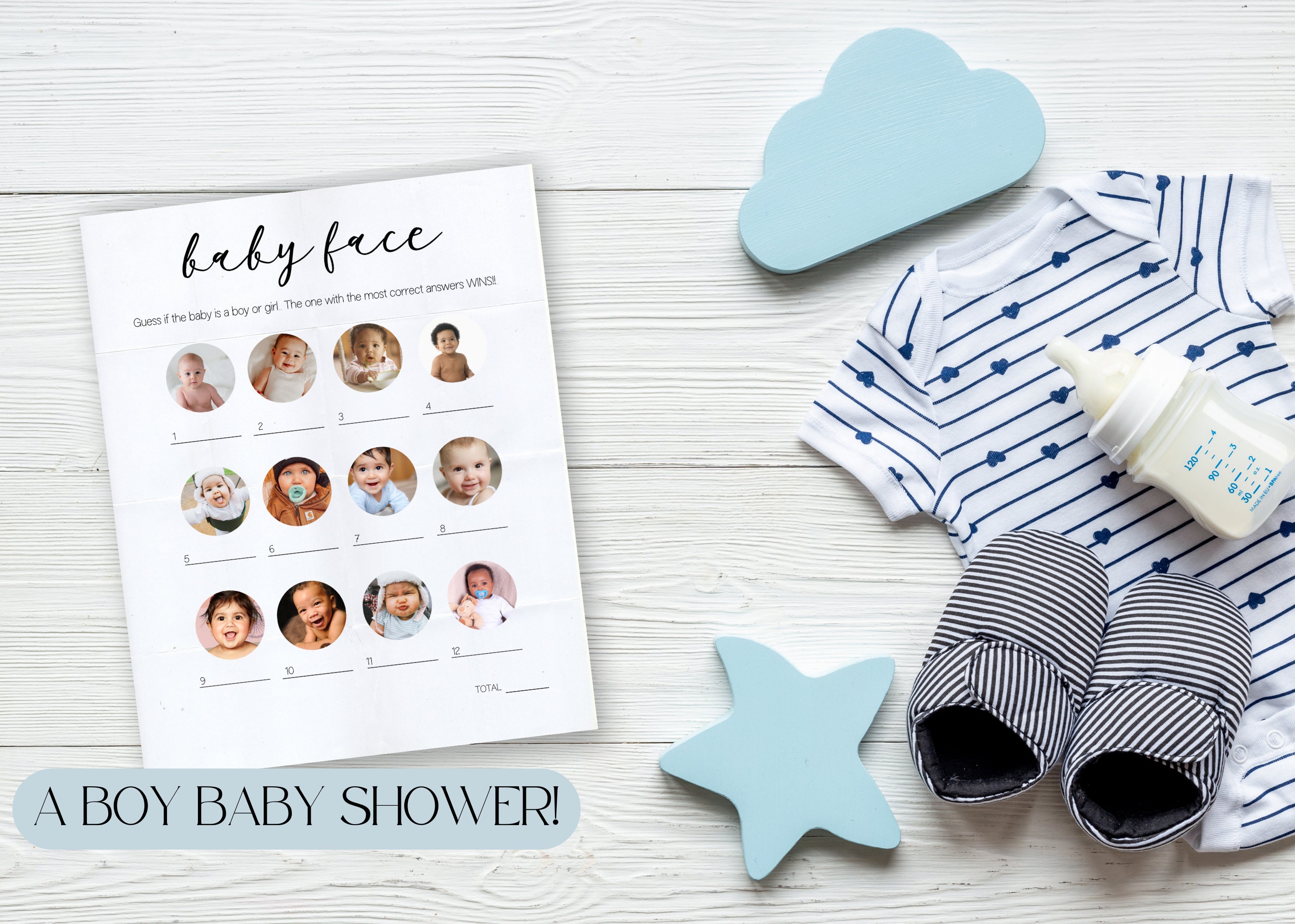 KLEO Baby Face Game Baby Shower Game Modern Minimalist Game - Etsy Canada