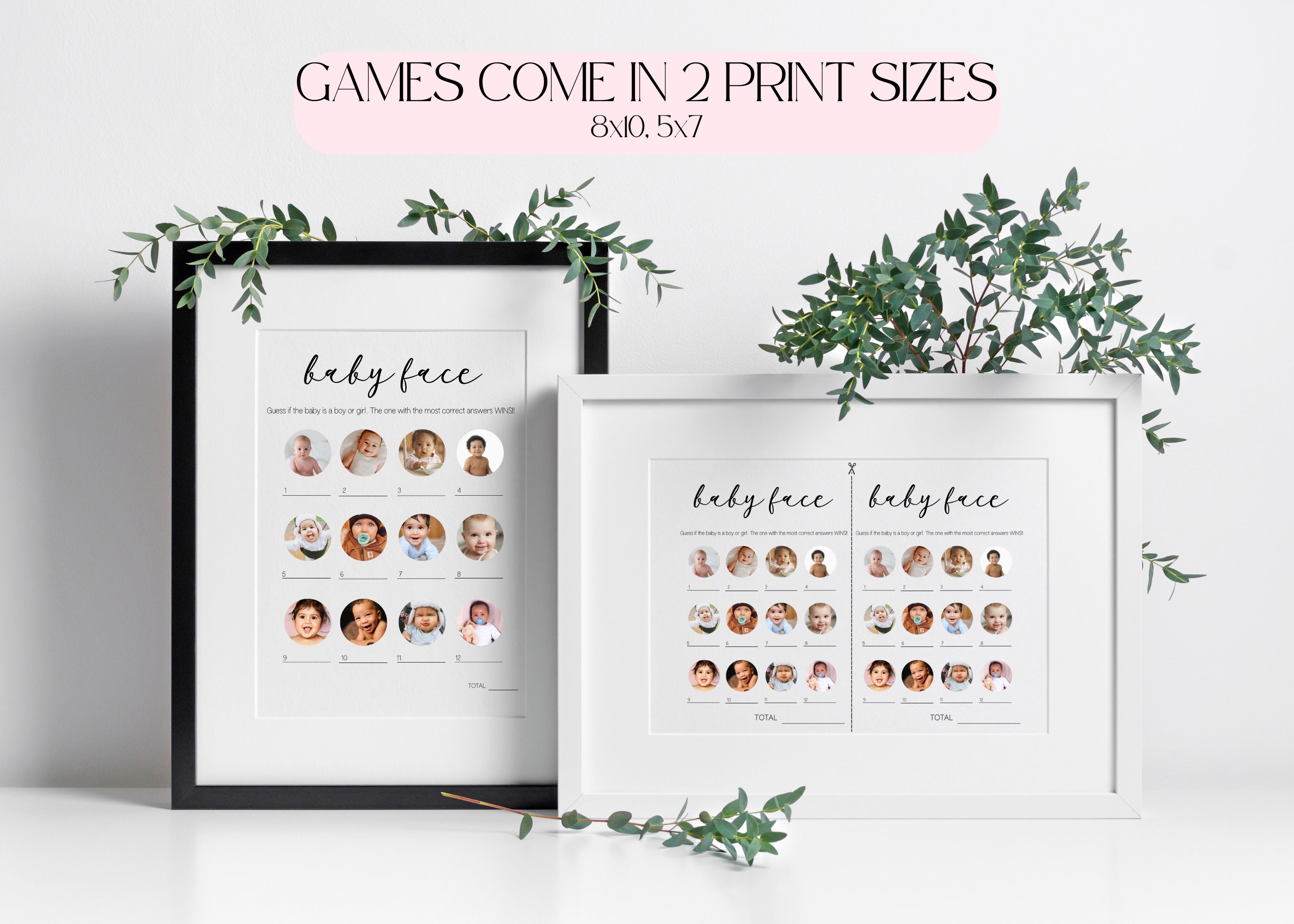 KLEO Baby Face Game, Baby Shower Game, Modern Minimalist Game ...