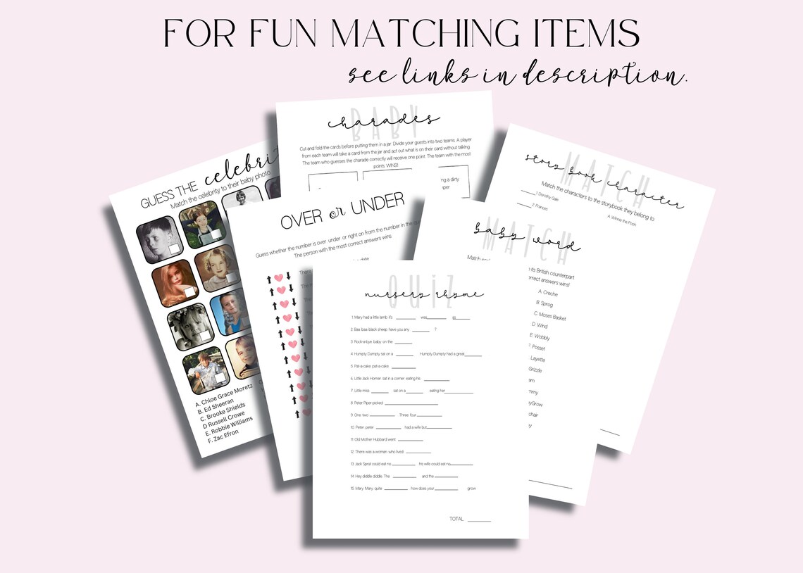 KLEO Guess the Celebrity, Baby Shower Game, Modern Minimalist Game ...