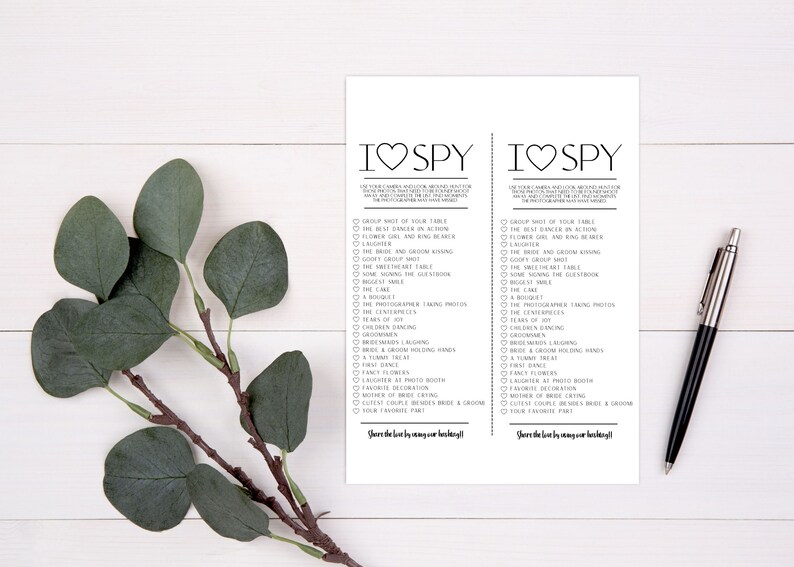 I Spy Printable | Wedding Activity | Digital Download | JPG, PDF, and ...