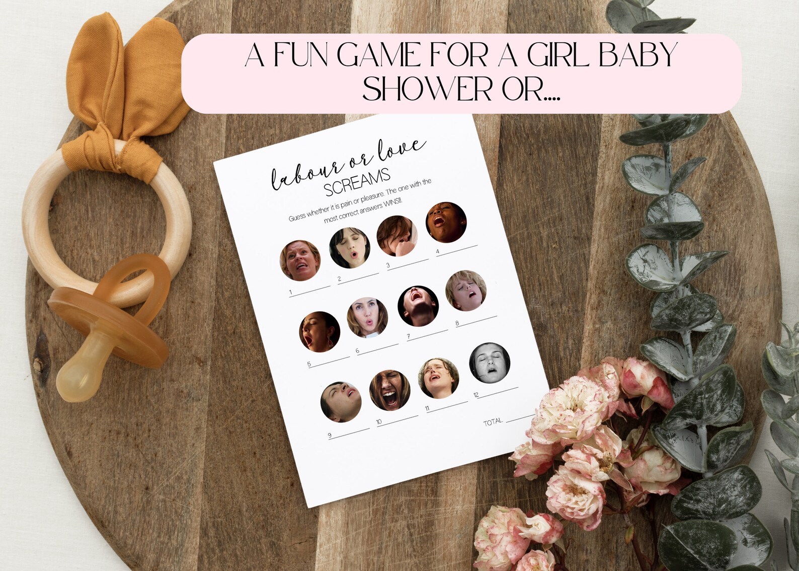 KLEO Love or Labor Screams, Baby Shower Game, Modern Minimalist ...