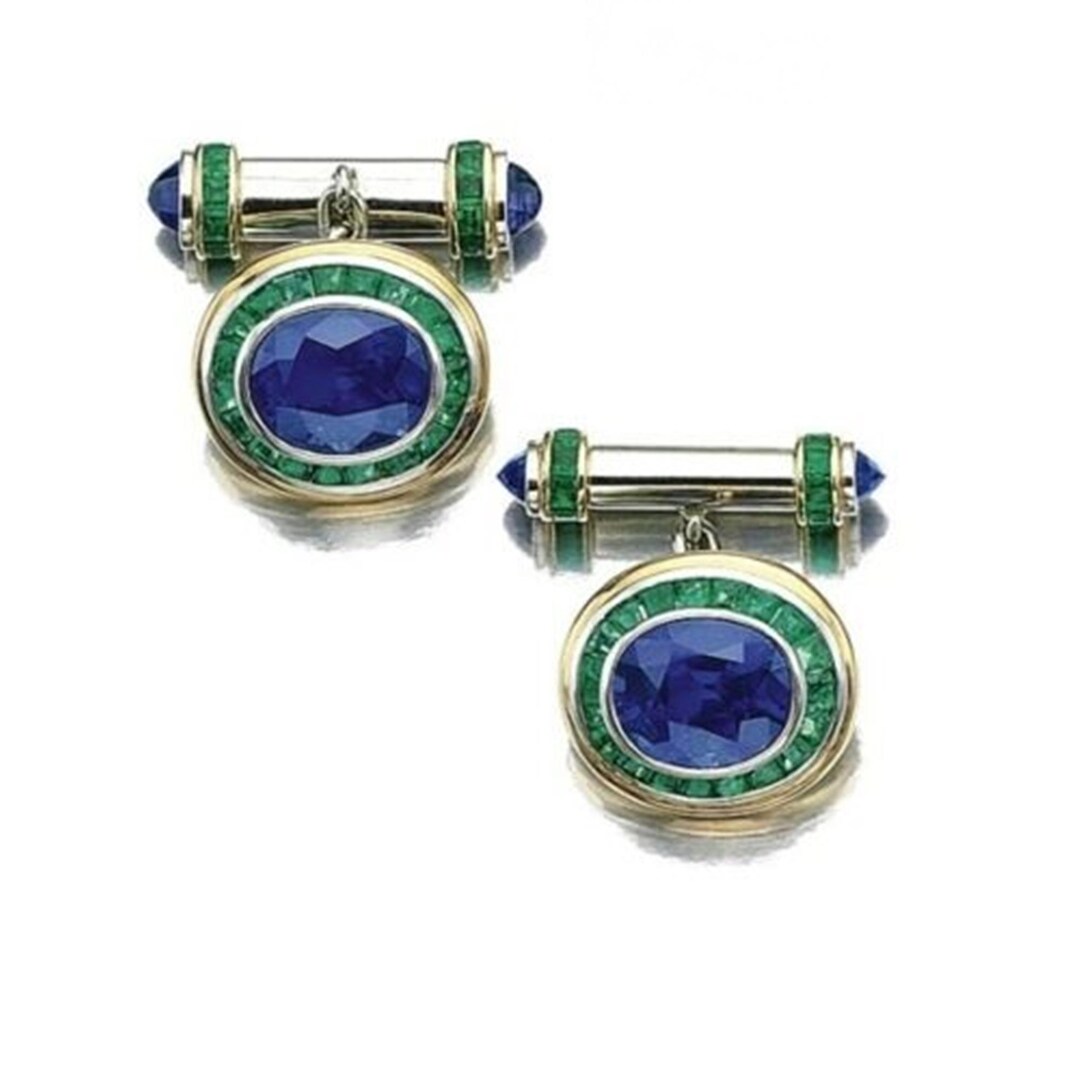 Bezel Set Art Deco Cufflink, Multi Shape Wedding Suit Cufflink, Men's ...