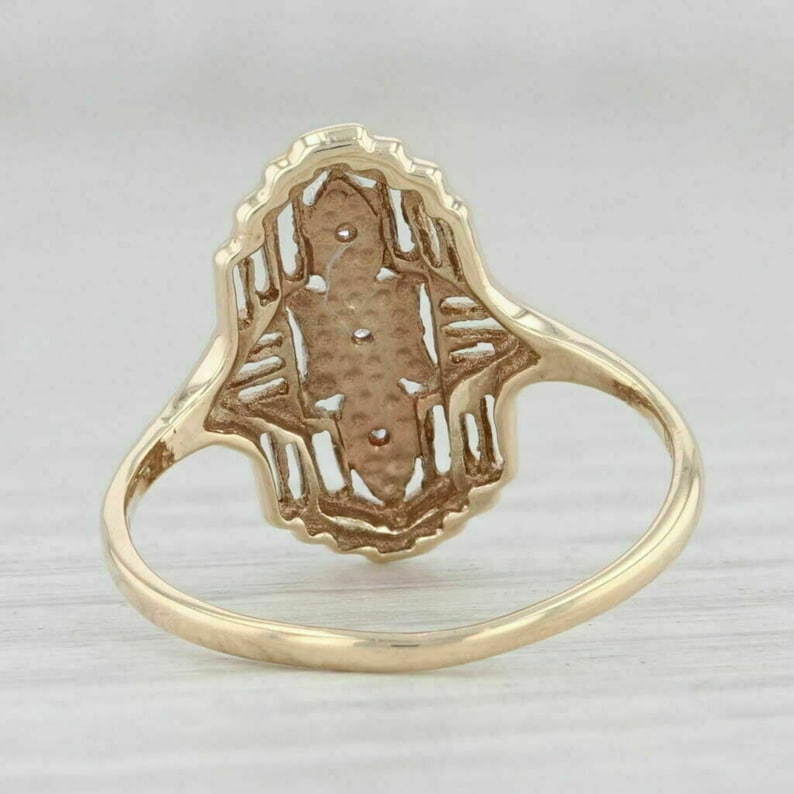 Three Stone Moissanite Diamond Ring, Vintage Style Engagement Ring, Art ...