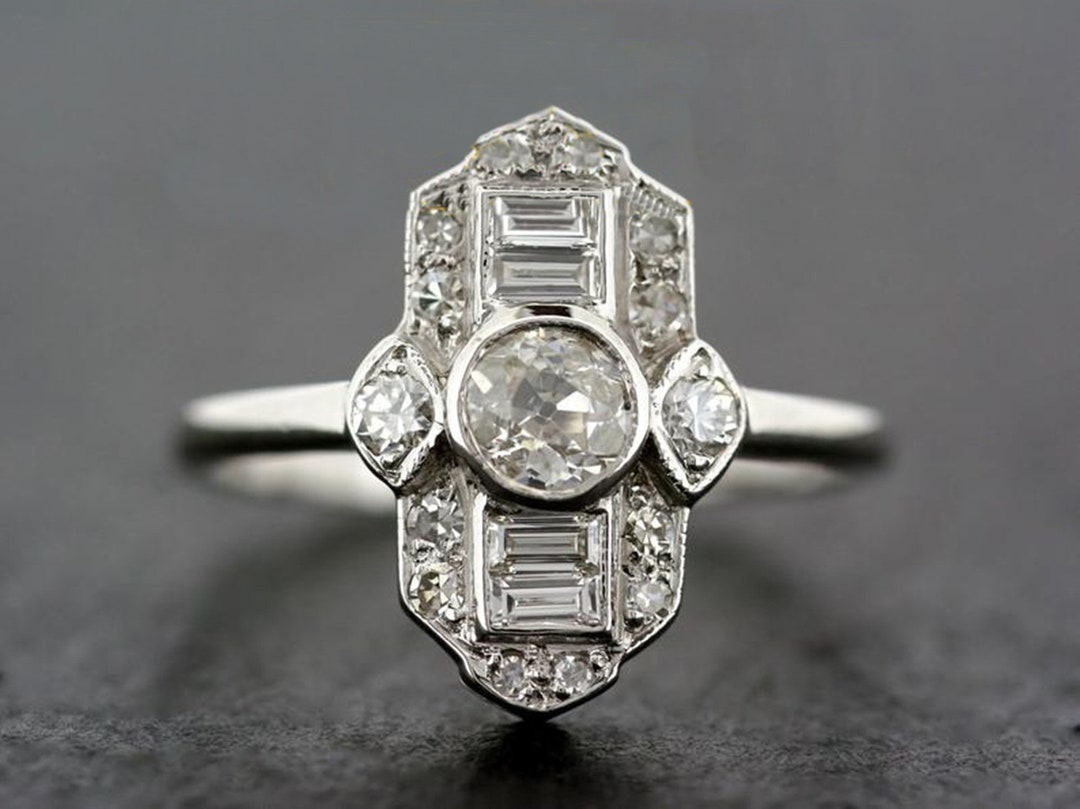 Vintage Style Wedding Bridal Ring, Old European Cut CZ Stone Ring ...