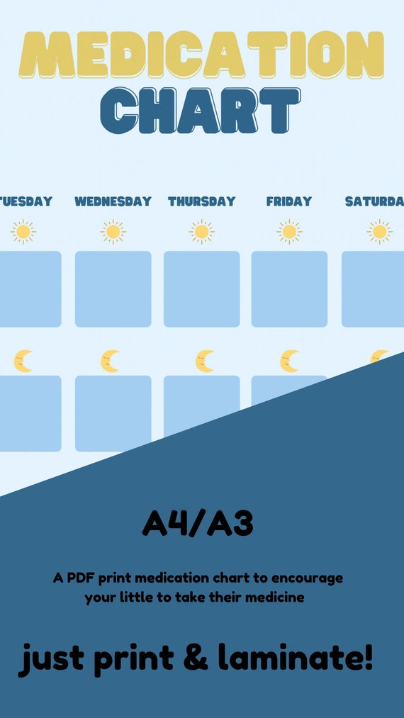 Kids Medication Chart PDF print A4 A3 | Etsy