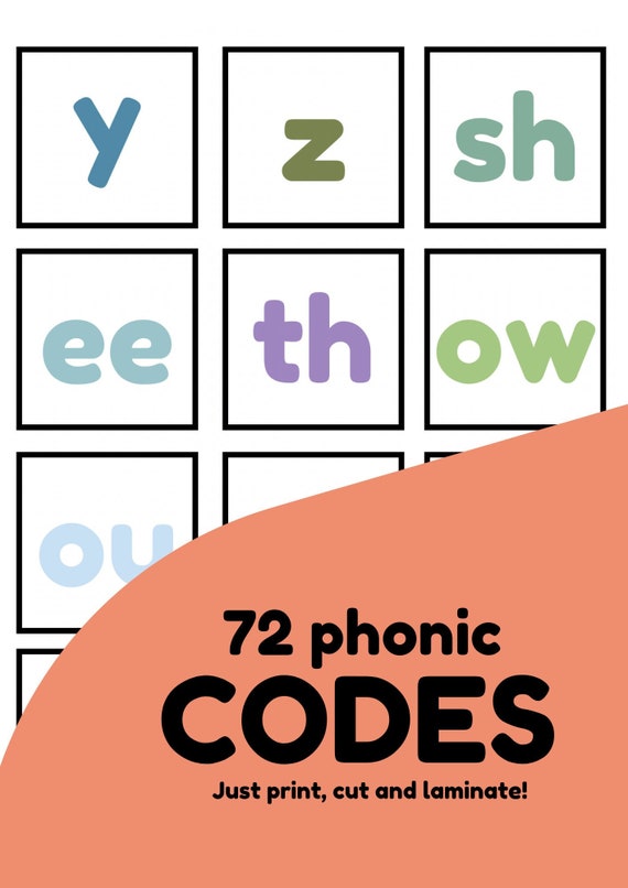 Phonic Codes Flashcards A4 Printable PDF | Etsy