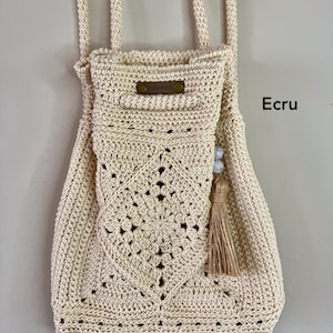 Crochet Drawstring Backpack, Granny Square Backpack, Crochet Tote - Etsy